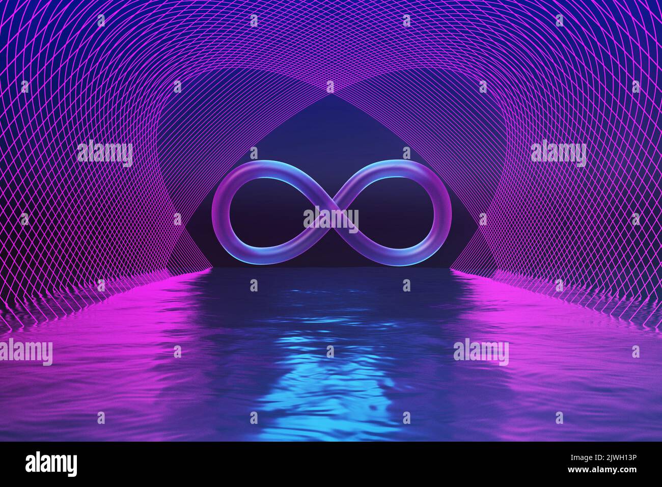 infinity symbol in the sea horizon night view. 3d rendering Stock Photo ...