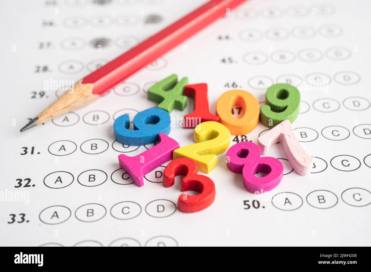 Math Number and pencil on Answer sheet, Education study mathematic ...