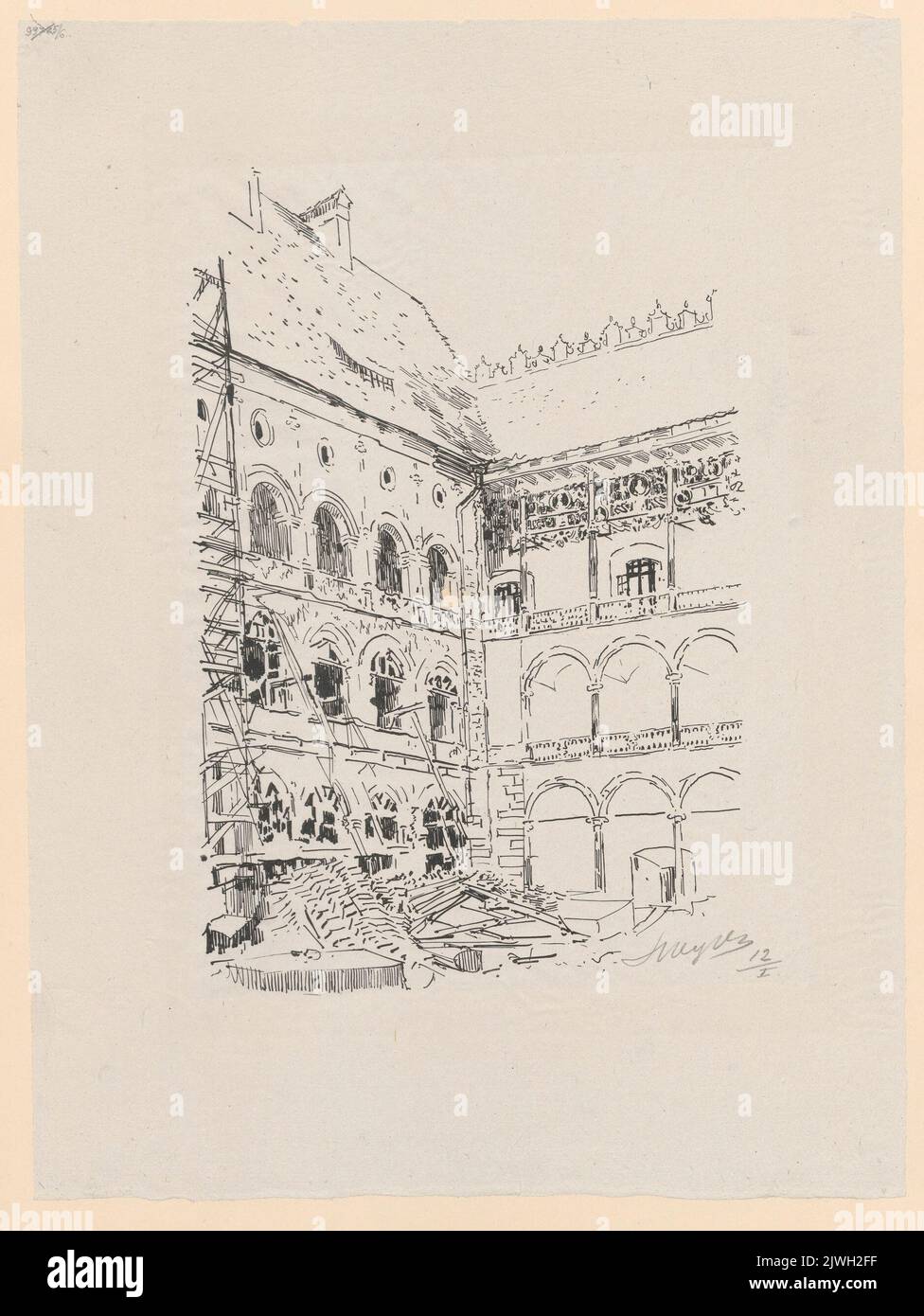 The Castle Courtyard. Cotty, Jan (Warszawa ; drukarnia i zakład ...