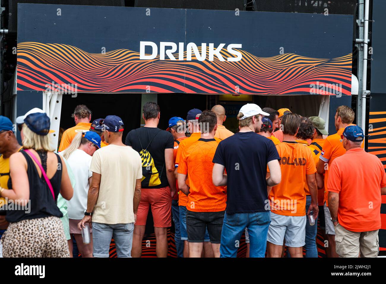 Dutch fans queuing for drinks during the Formula 1 Heineken Dutch Grand ...