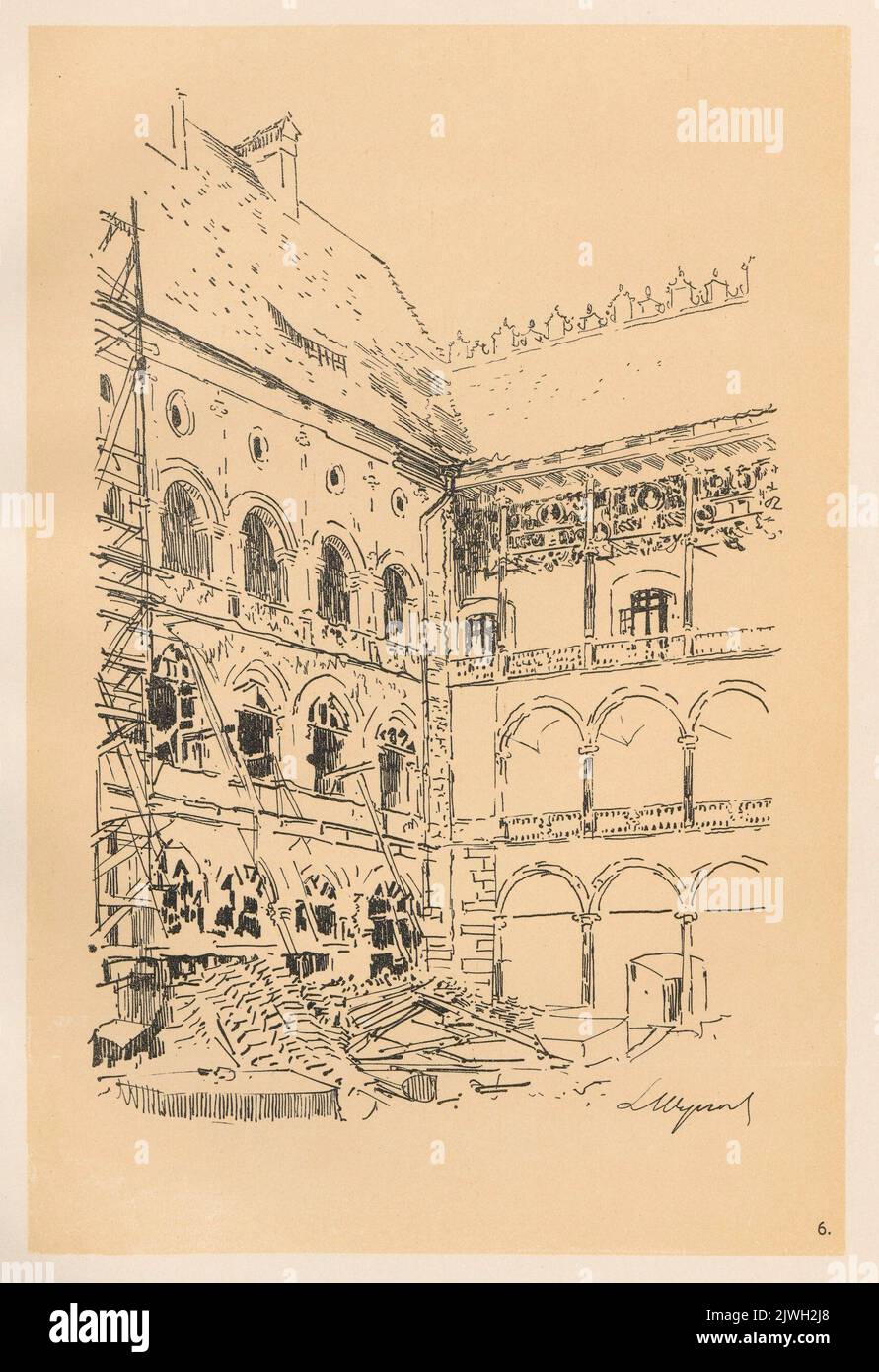 The Castle Courtyard. Cotty, Jan (Warszawa ; drukarnia i zakład ...
