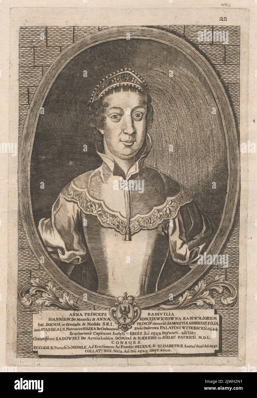 Portrait of Anna Radziwiłł, daughter of Jan III Radziwiłł. Drukarnia ...