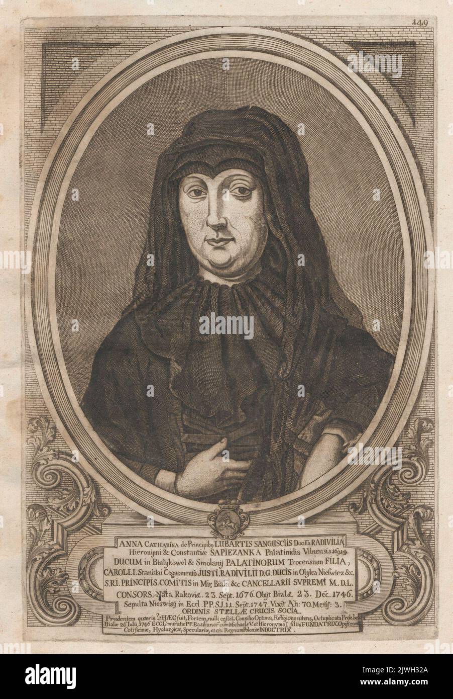 Portrait of Anna Katarzyna Radziwiłł née Sanguszko, wife of Karol I ...