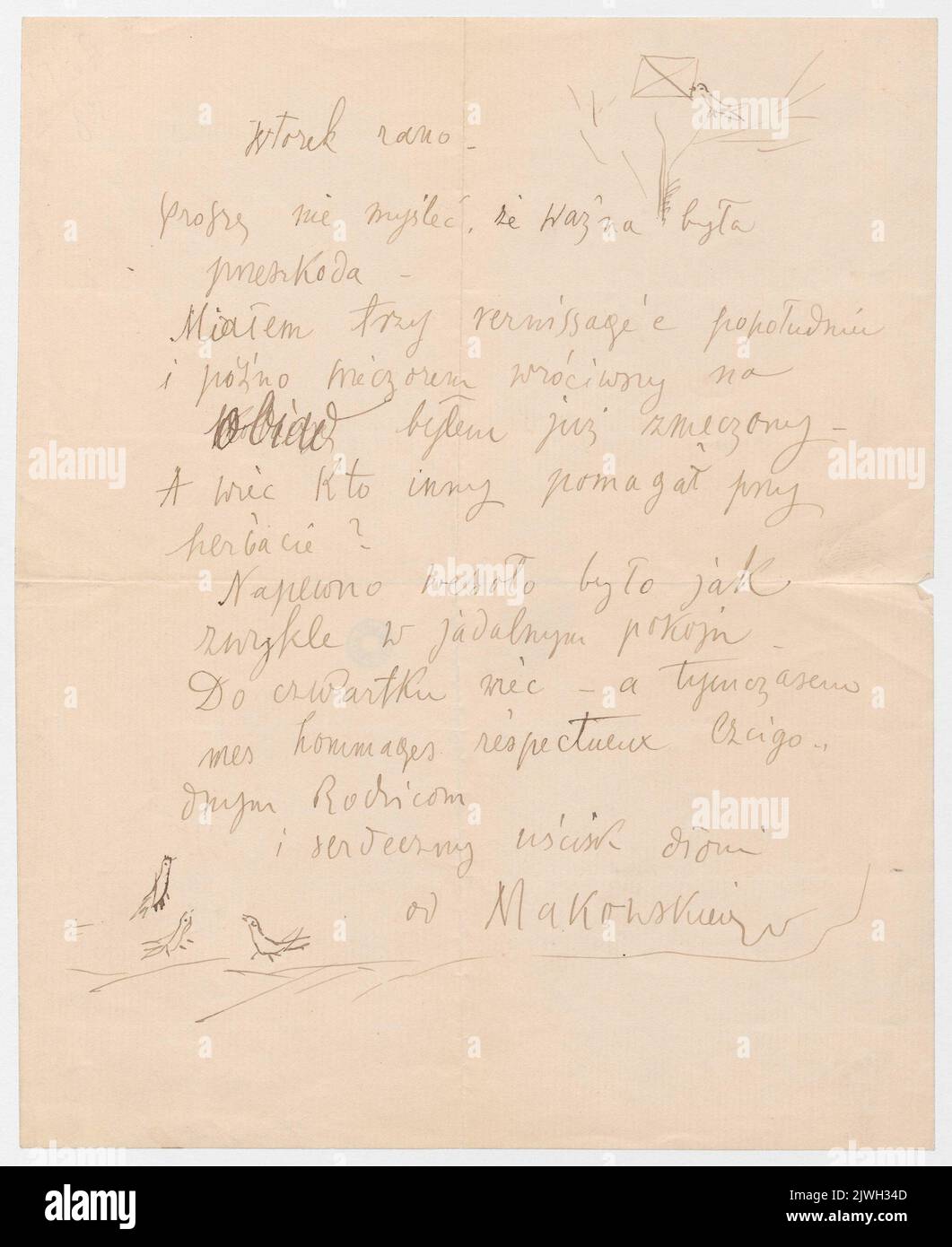 Letter to Maria Mickiewiczówna. Makowski, Tadeusz (1882-1932), author ...