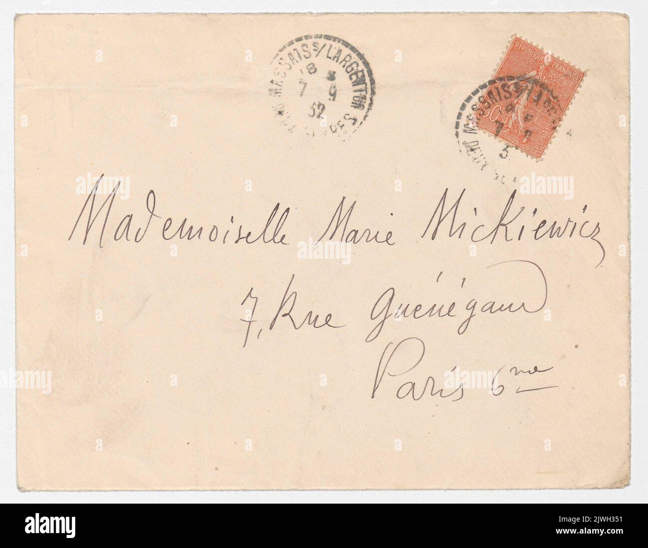 Envelope of a letter to Maria Mickiewiczówna. Makowski, Tadeusz (1882 ...