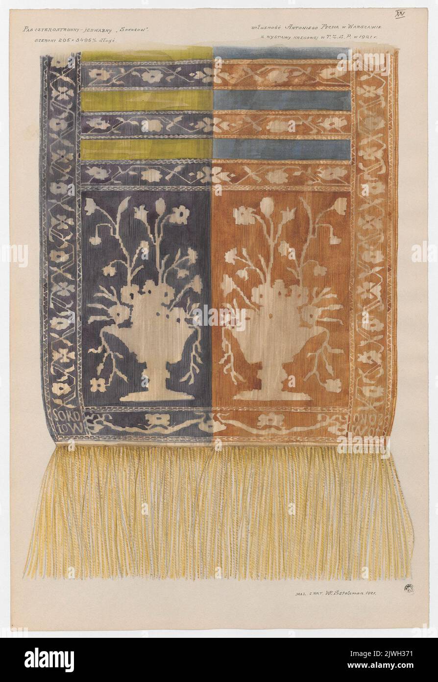 Silk kontush belt from the manufacturing facility of Sokołów, owned by ...