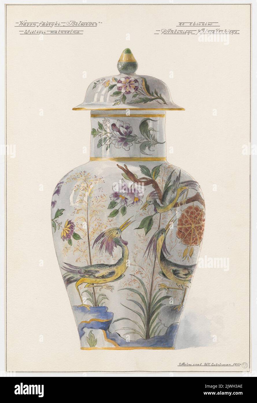 Vase and cover decorated in far-eastern style, from the collection of ...