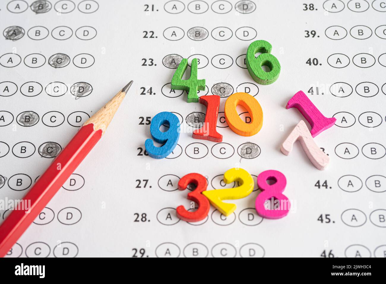 Math Number and pencil on Answer sheet, Education study mathematic ...