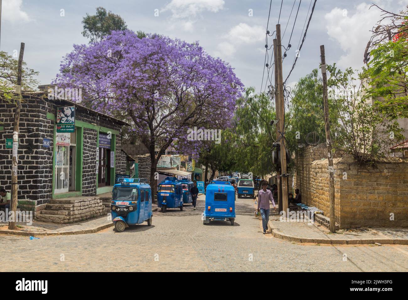 MEKELE, ETHIOPIA - MARCH 27, 2019: View of a street in the center of ...