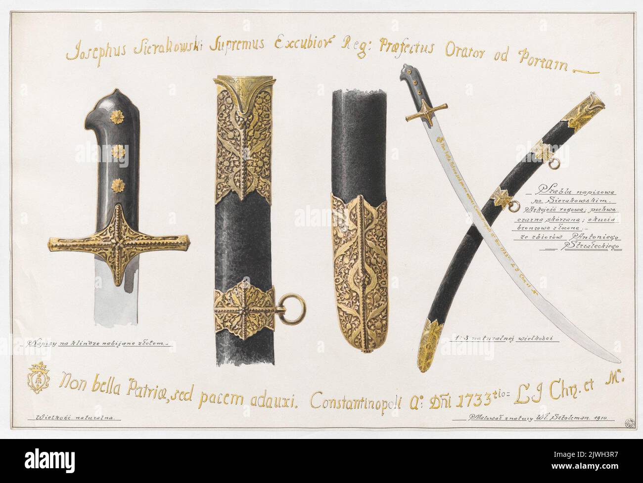 Sabre with inscription, belonging to Józef Sierakowski, from the year ...