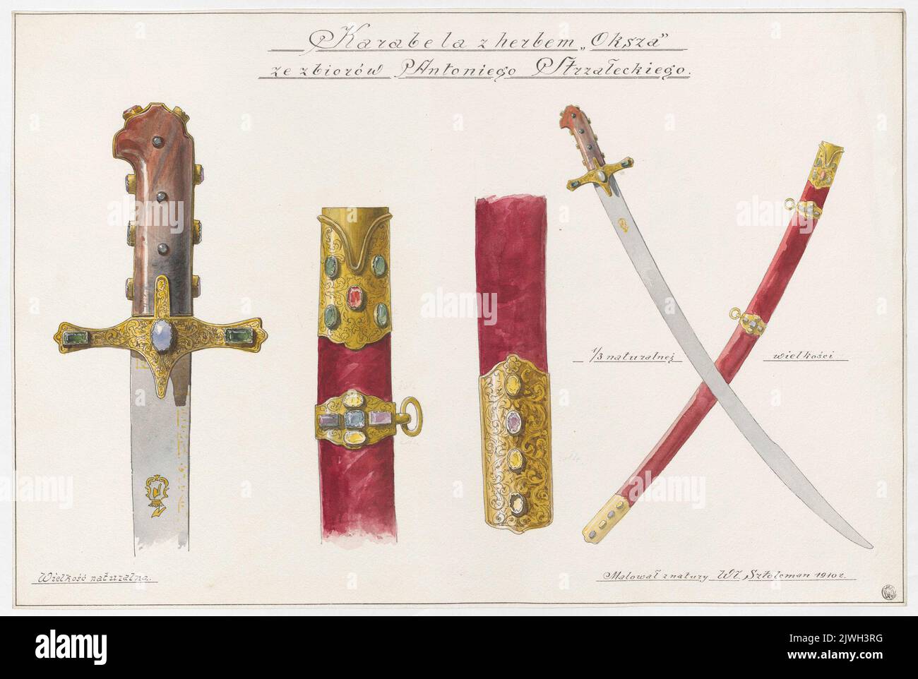 Polish attire karabela sabre bearing the Oksza coat of arms from the ...