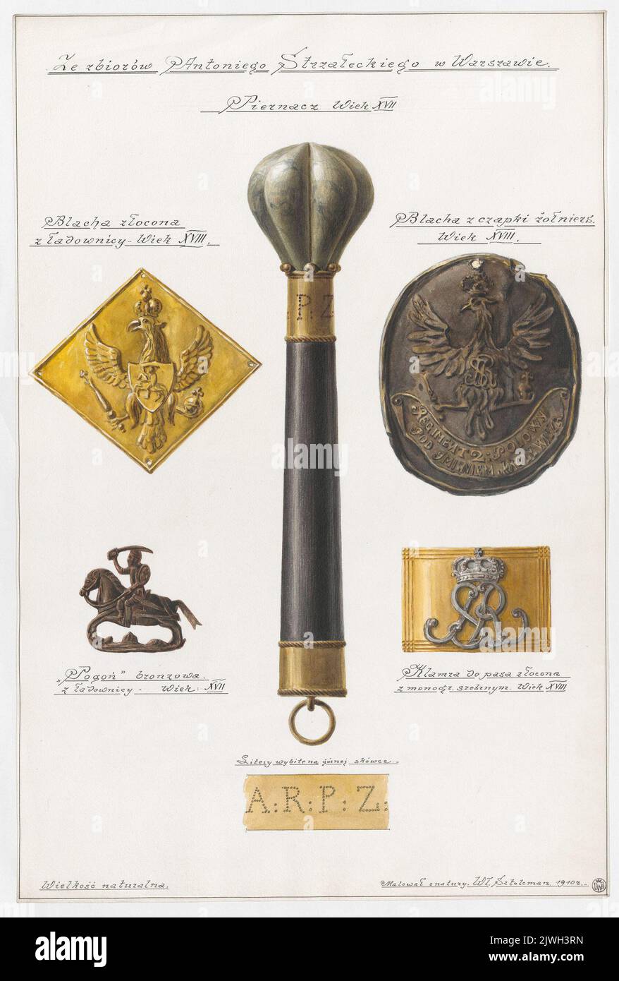 Pernach mace from the 17th century, rhombus-shaped sheet metal piece ...