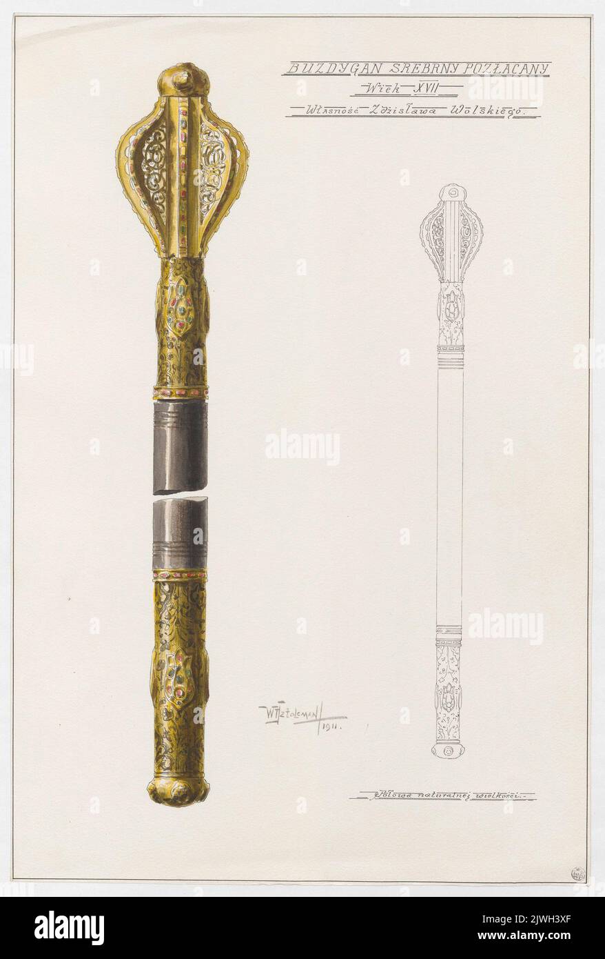 Silver gilded mace from the 17th century, owned by Zdzisław Wolski ...