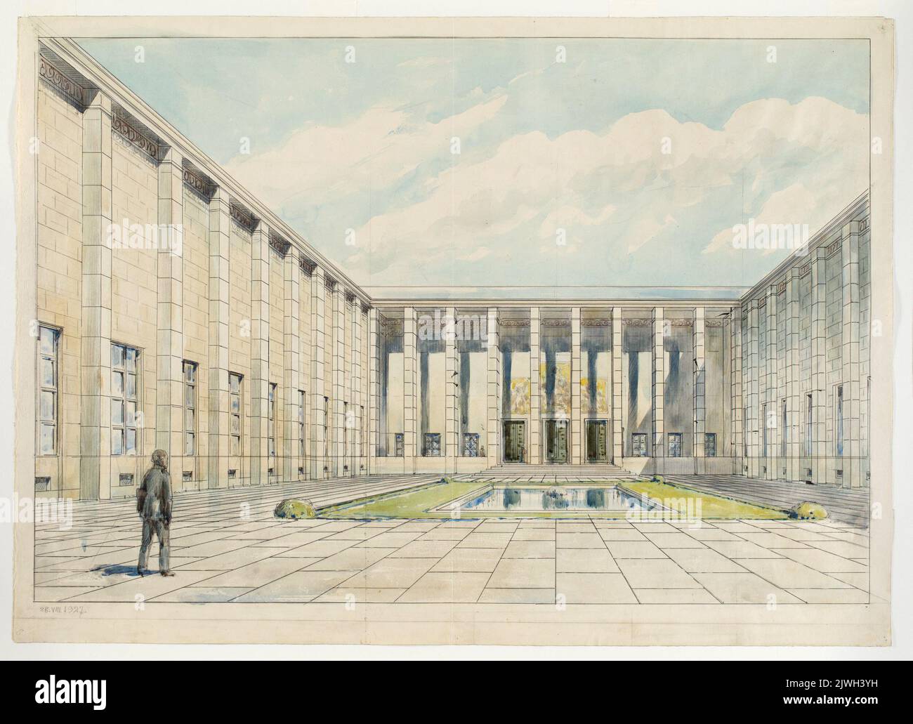 Warsaw. National Museum. View of the main courtyard with a figural ...