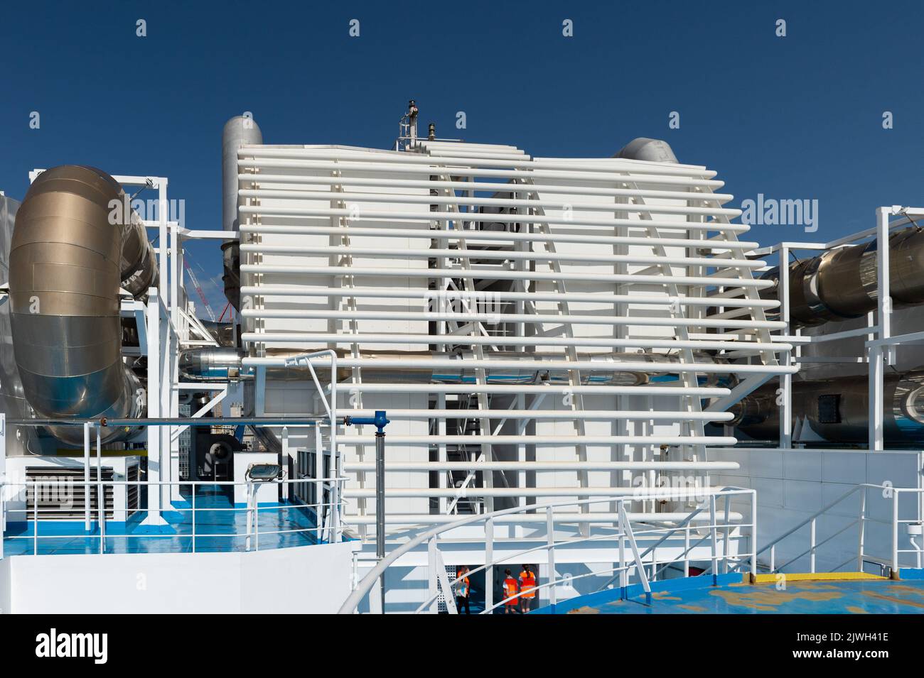 View of the particle filters and exhausts that surround the old ...