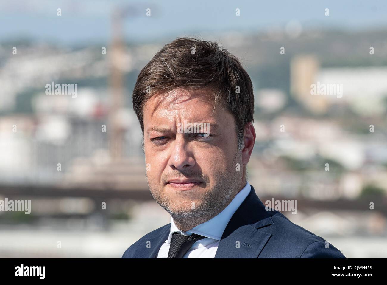 Benoit Payan, mayor of Marseille seen on board of Piana ship. The Piana ...