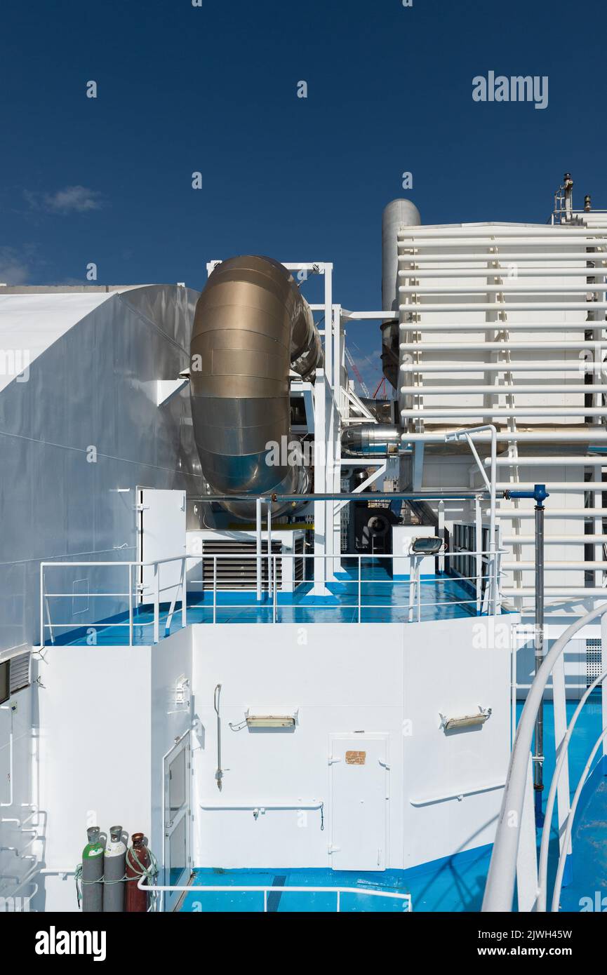 View of the particle filters and exhausts that surround the old ...