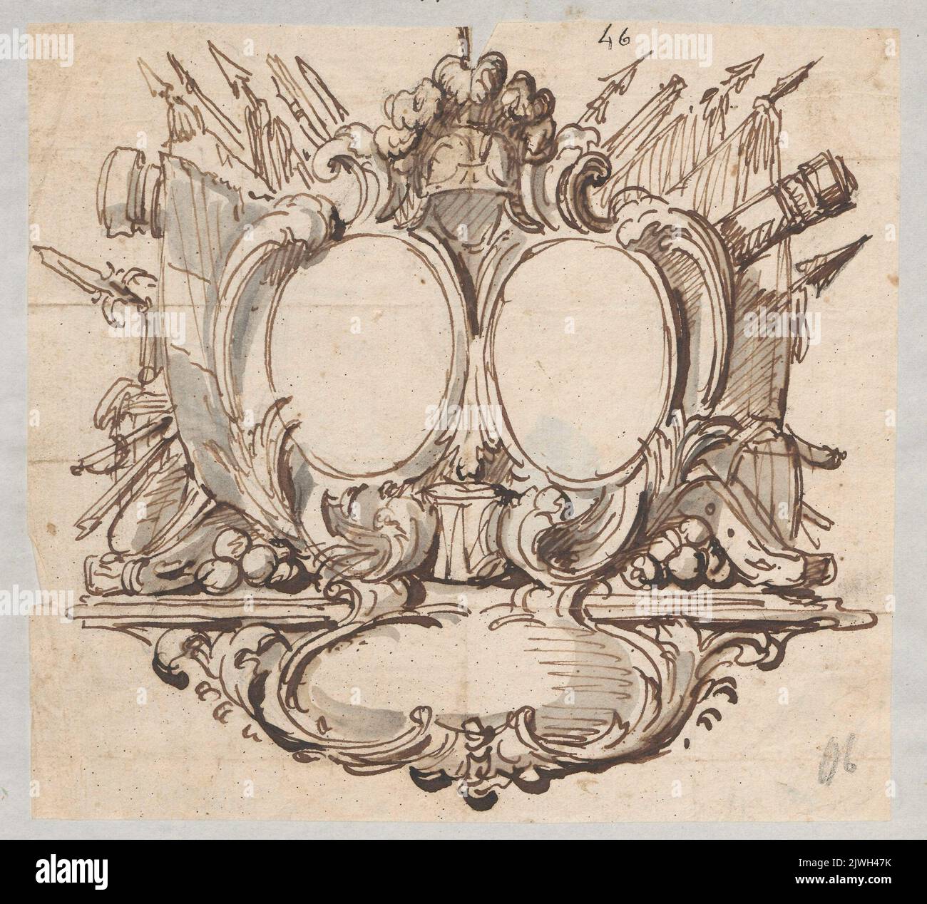 Cartouche with heraldic fields on panoplies. Kamsetzer Jan Christian ...