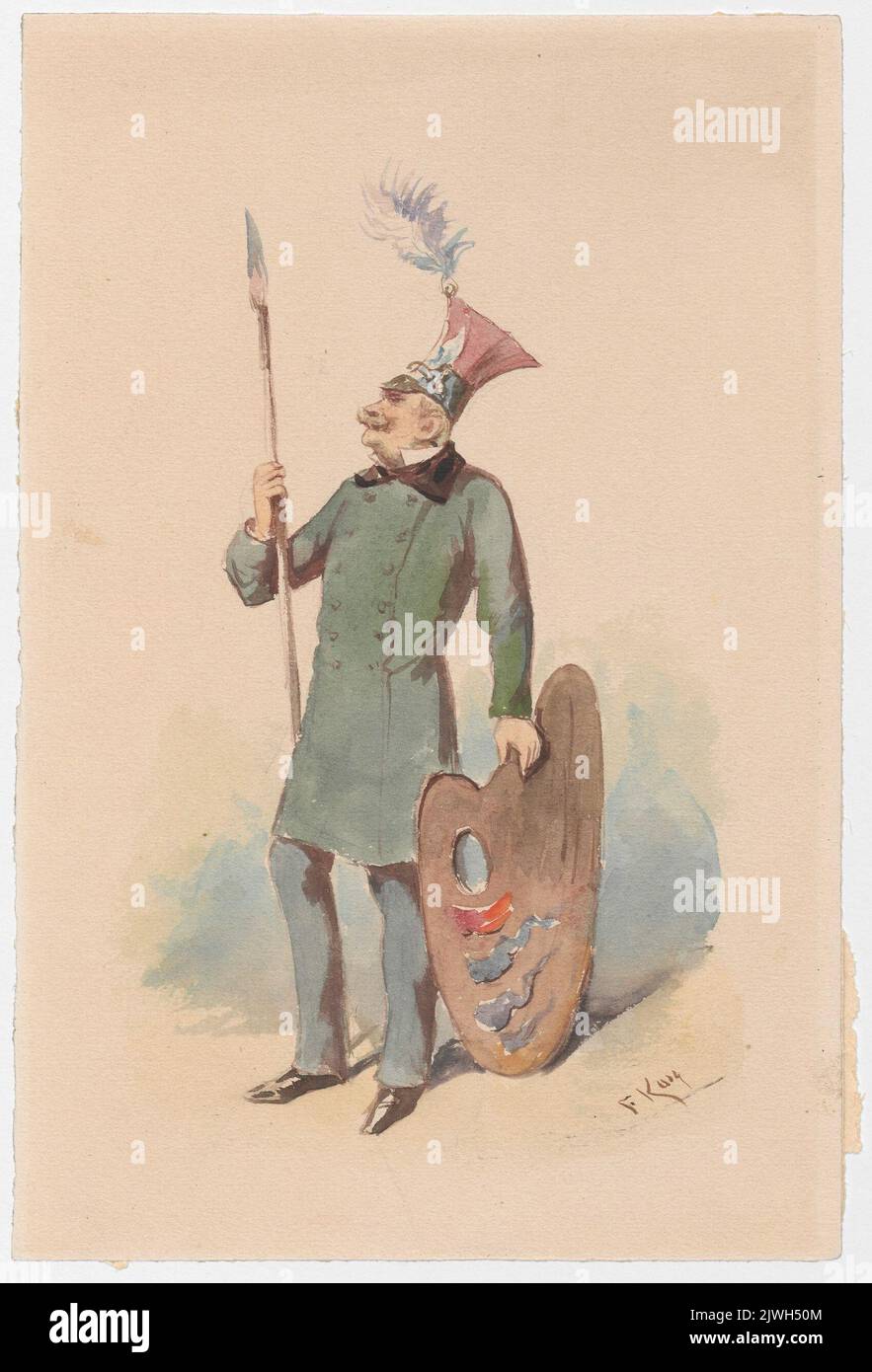 The painter January Suchodolski as an Uhlan, satirical drawing ...