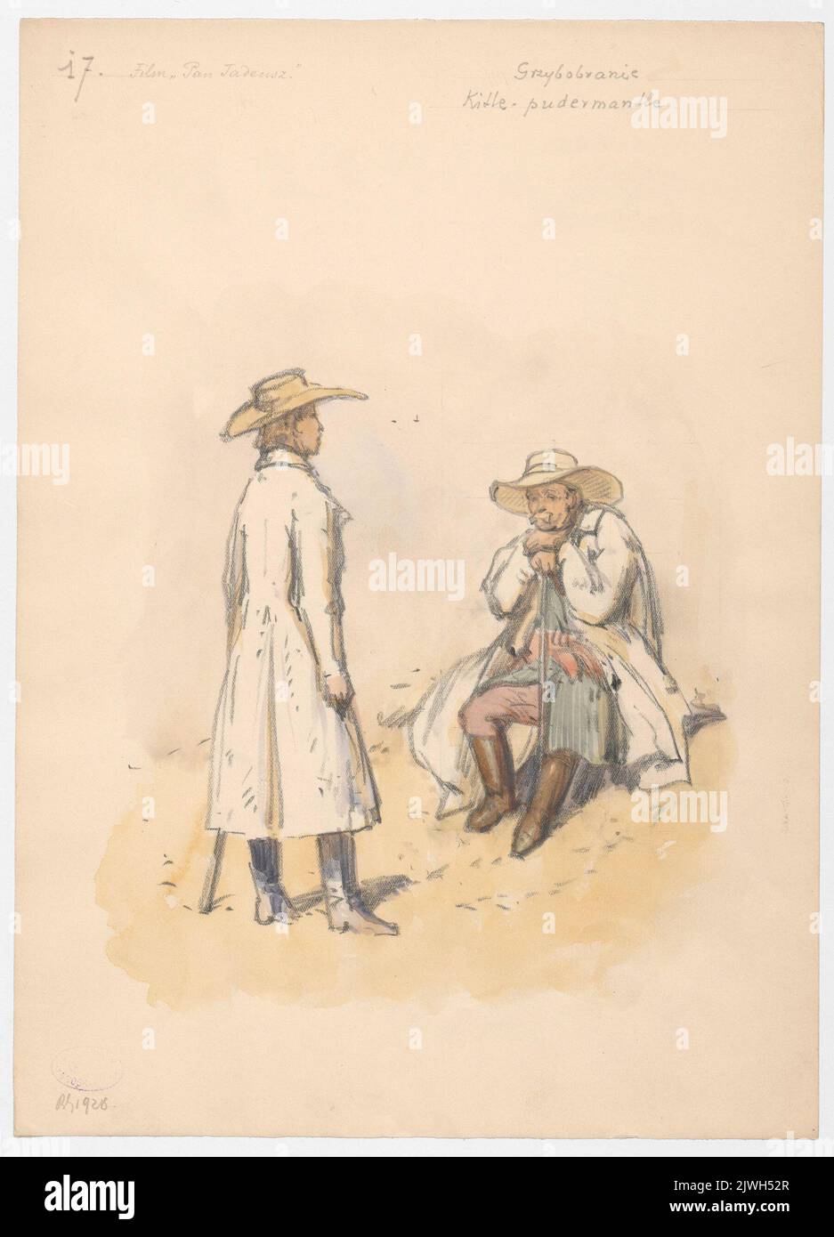 Design for costumes – light long coats for the mushroom picking scene ...