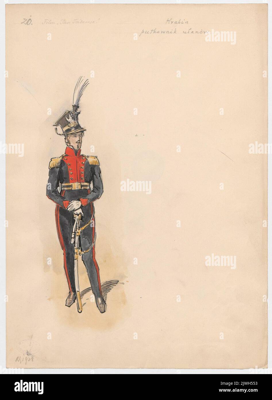 Design of the costume of the Count (uniform of the colonel of Uhlans ...