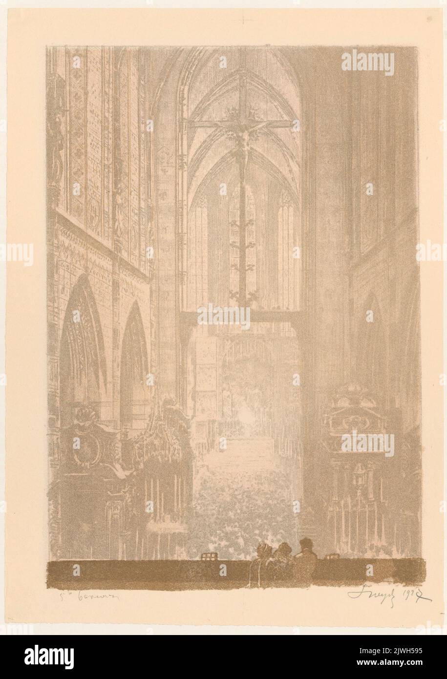 Interior of St. Mary’s Basilica, as seen from the choir loft ...