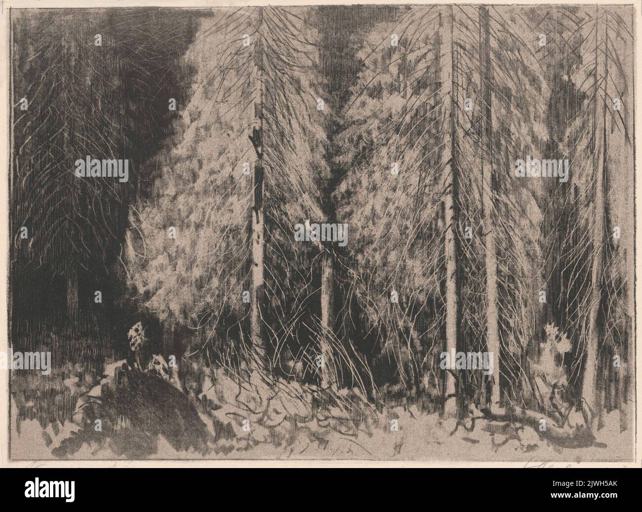 Shriveled trees. Wyczółkowski, Leon (1852-1936), graphic artist Stock ...