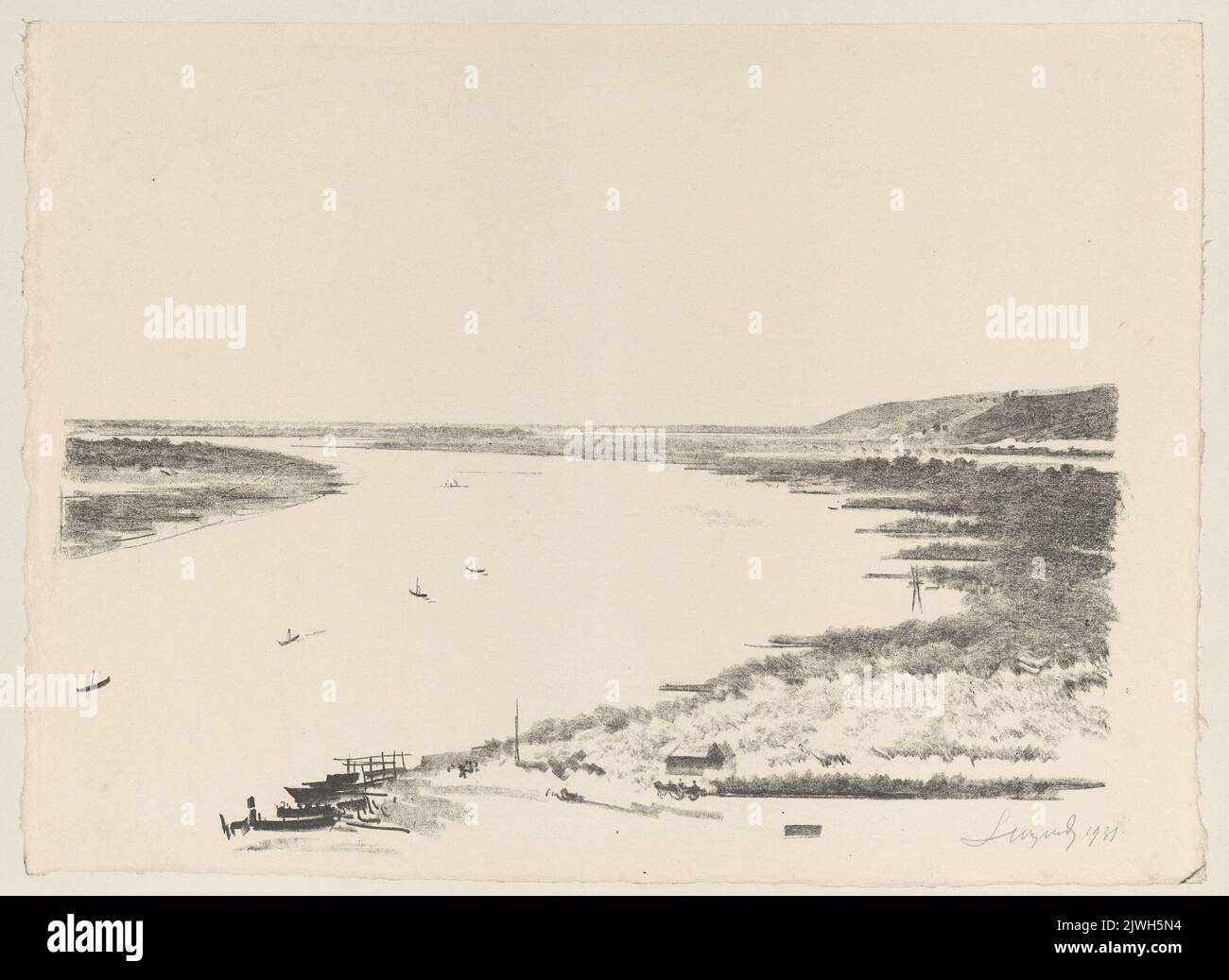 The Vistula at Gniew. Wyczółkowski, Leon (1852-1936), graphic artist ...