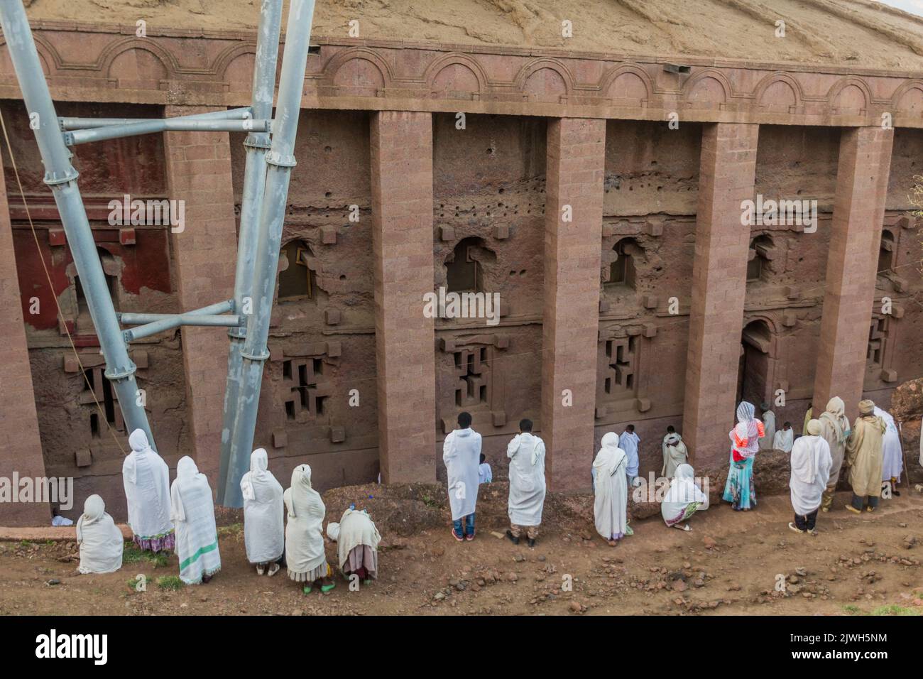 LALIBELA, ETHIOPIA - MARCH 31, 2019: Group of devotees during a Sunday ...