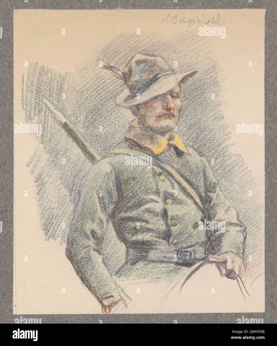 Mounted rifleman; verso: study of legs. Bagieński, Stanisław (1876-1948 ...