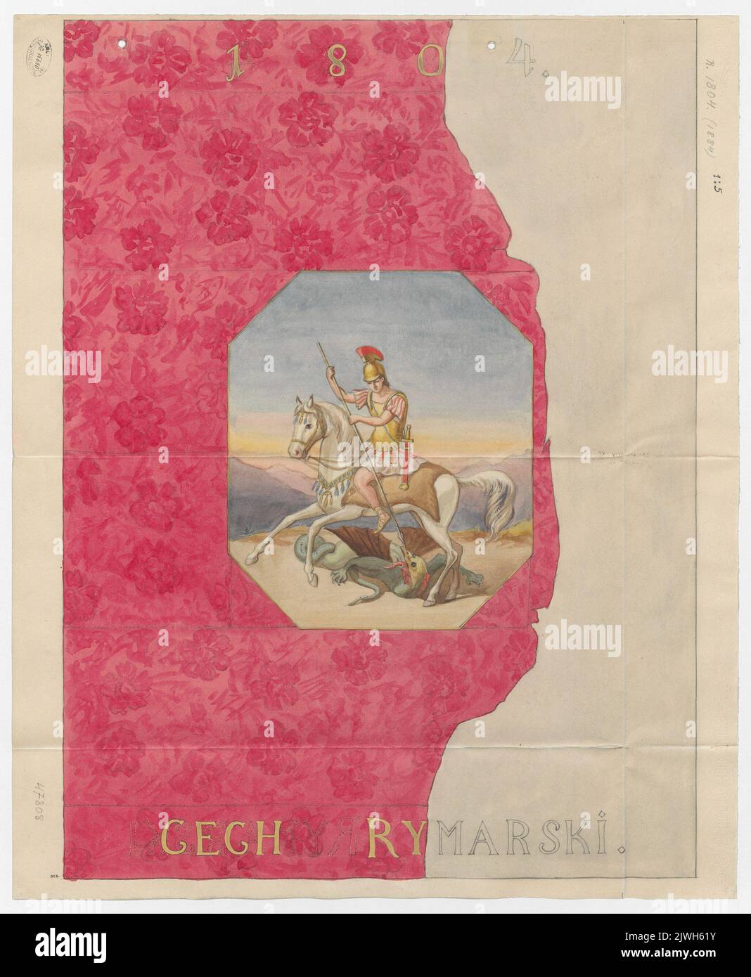 Heraldic flag of the guild of saddlers, 1804 – side with inscription ...
