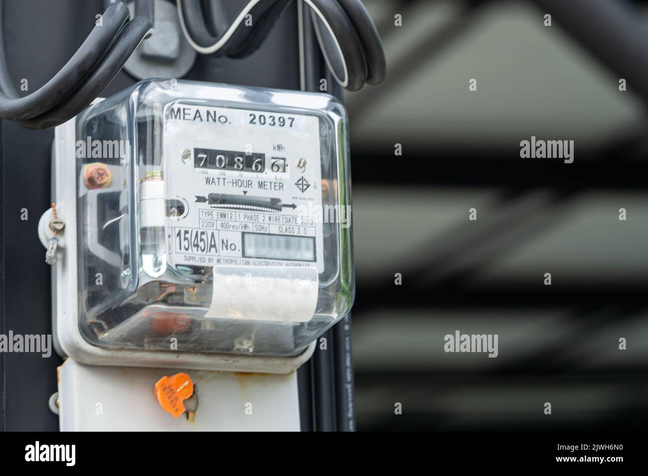 Electric measuring power meter for energy cost at home and office Stock ...