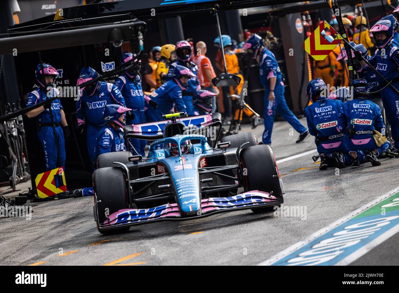 September 4, 2022, Rome, Netherlands: 31 OCON Esteban (fra), Alpine F1 Team A522, action pitstop ...