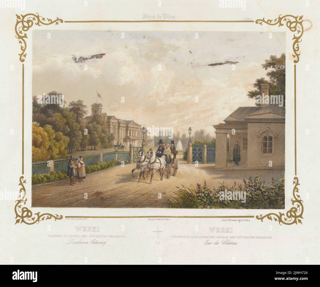 Verkiai. Palace Courtyard. Lemercier, Rose Joseph (Paryż ; zakład ...