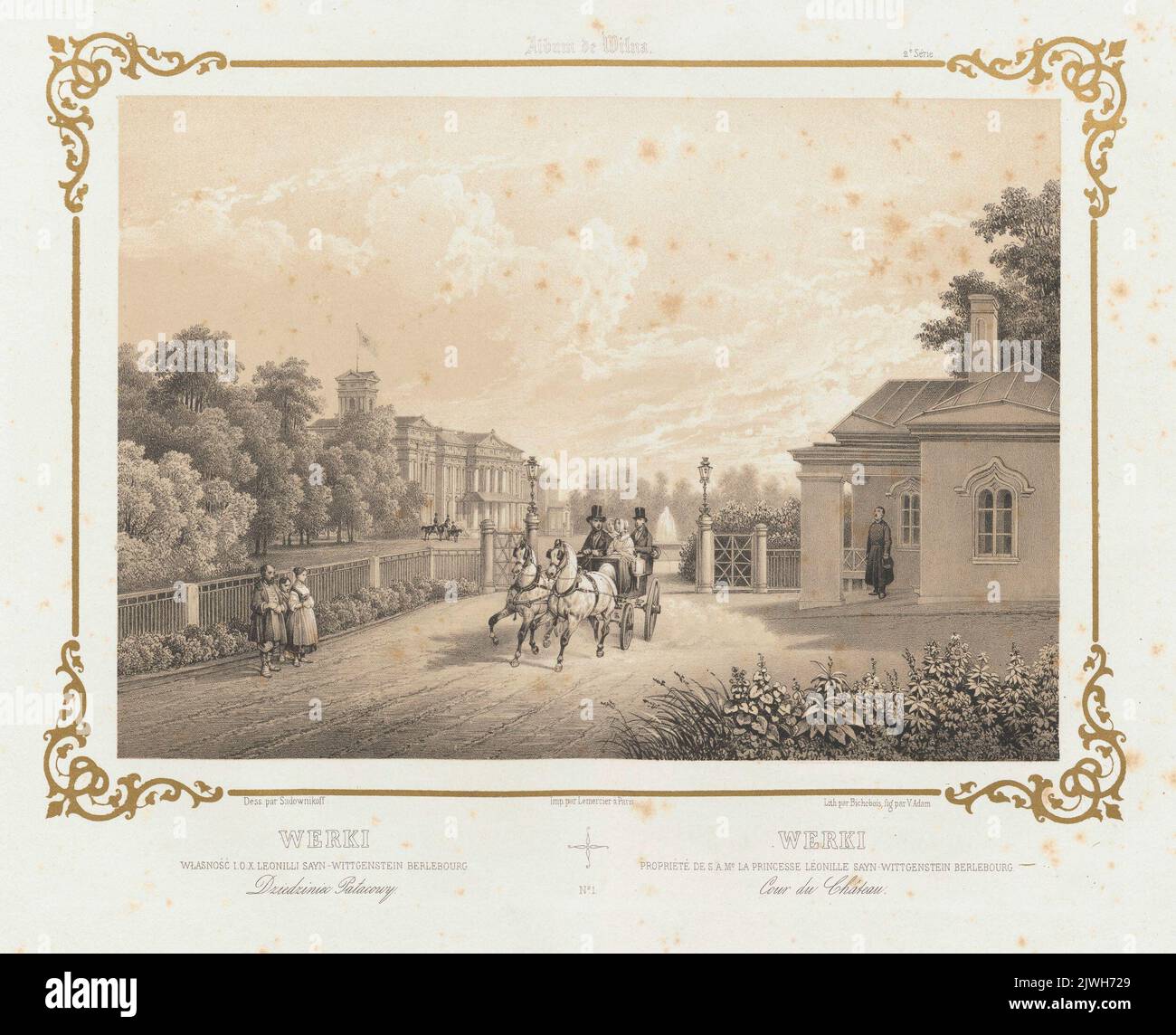 Verkiai. Palace Courtyard. Lemercier, Rose Joseph (Paryż ; zakład ...