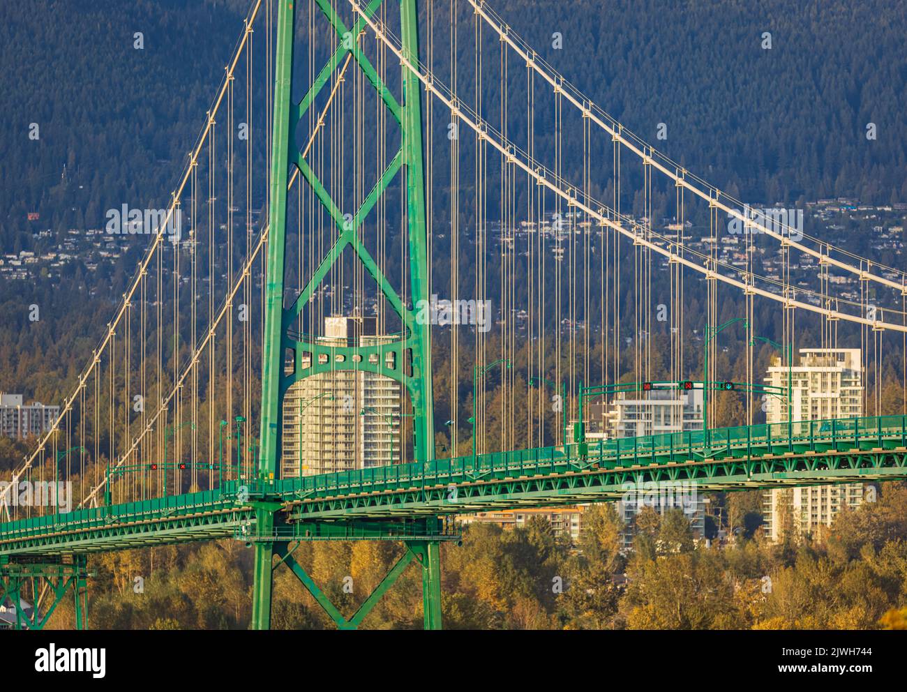 Lions Gate Bridge in summer day, Vancouver, BC, Canada. View of Lions ...