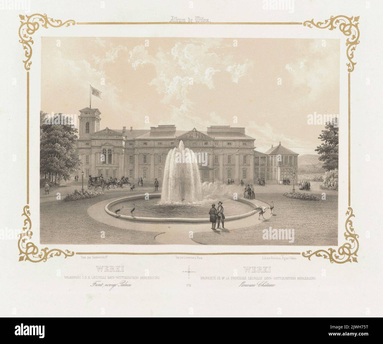 Verkiai. Palace from the side of the driveway. Lemercier, Rose Joseph ...