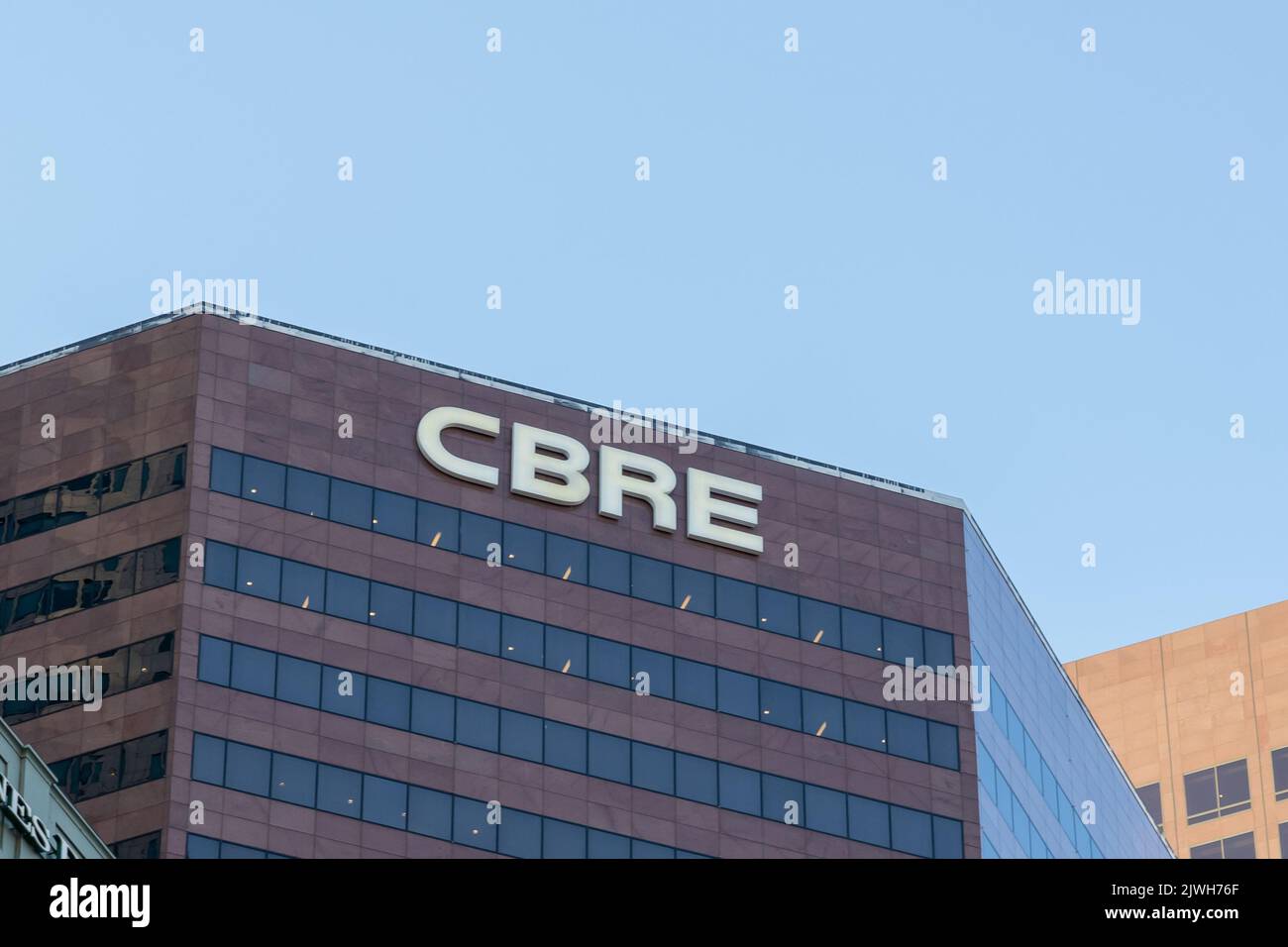 Close up of CBRE sign on the building in Los Angeles, CA, USA Stock ...