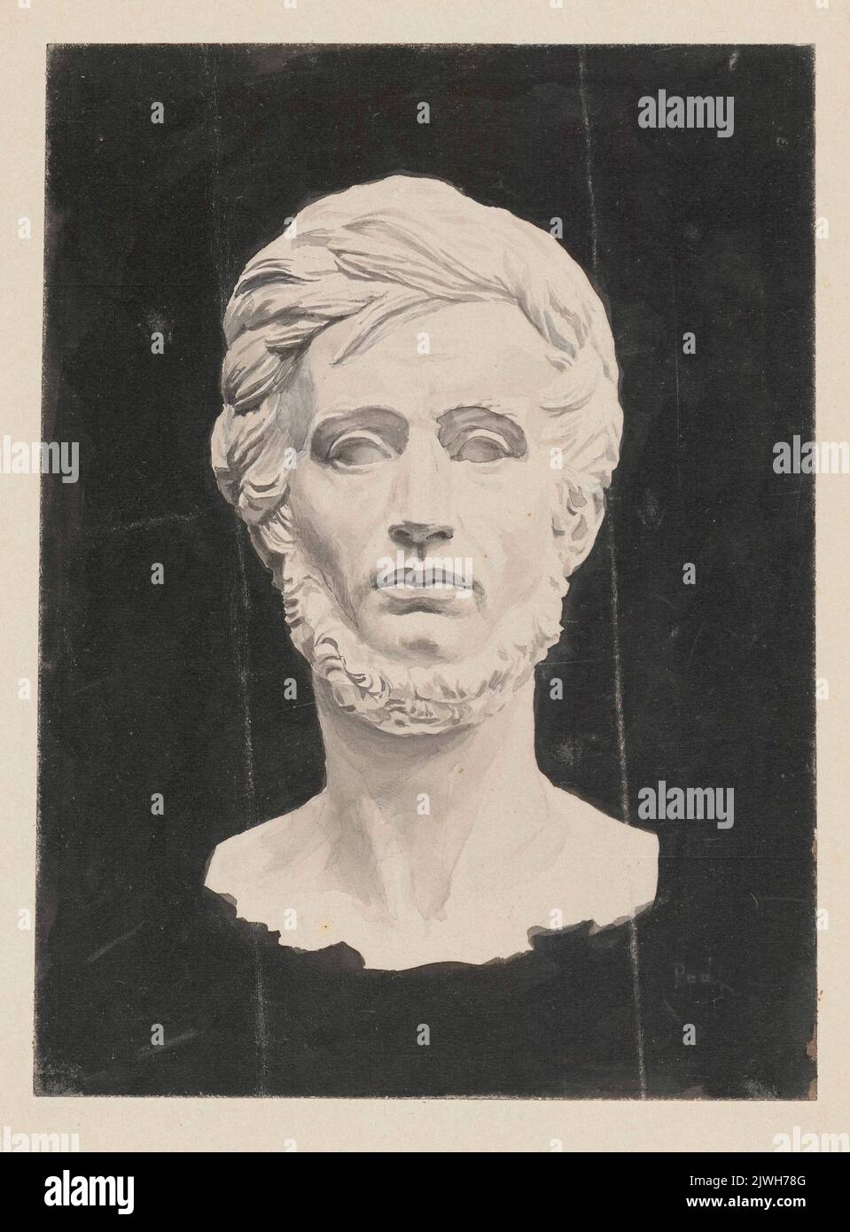 Head of Adam Mickiewicz - after a sculpture from 1845. d`Angers, David ...