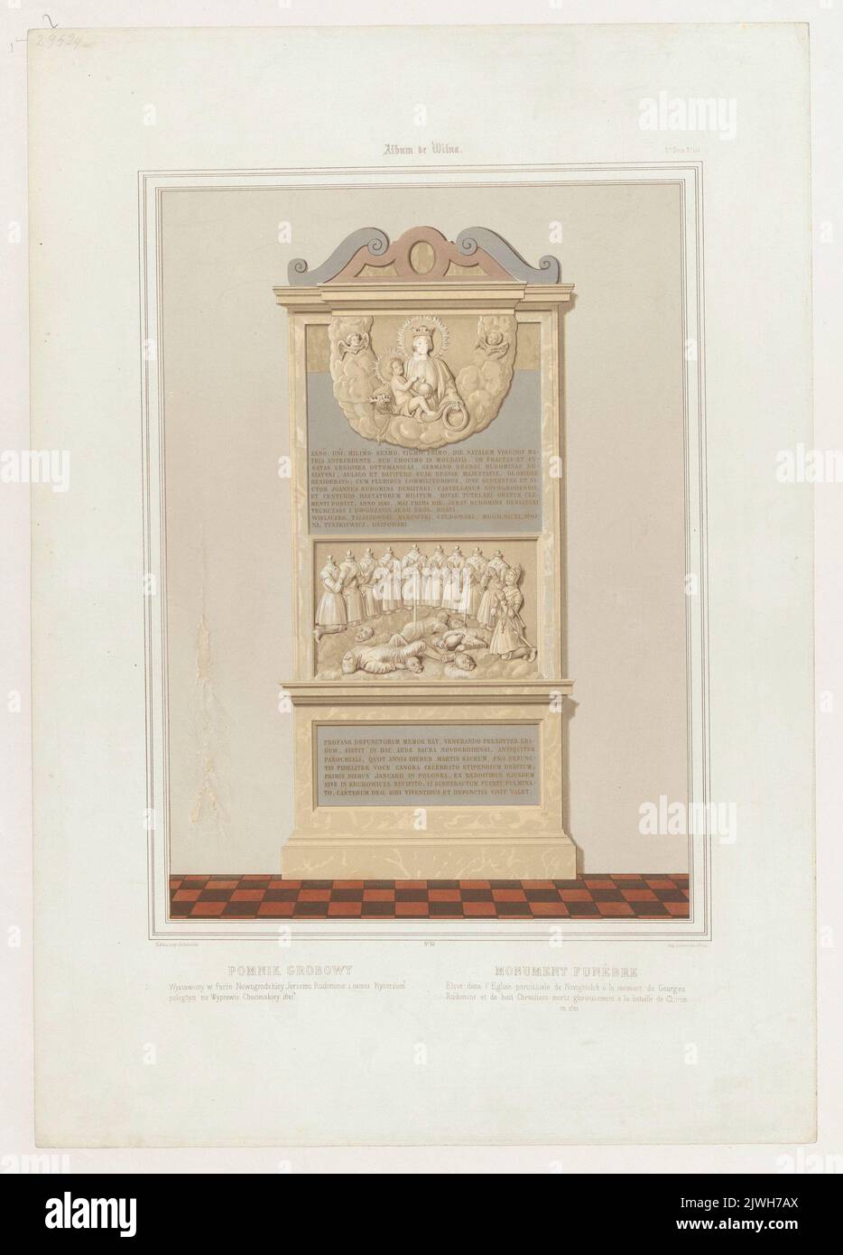 Tombstone of Jerzy Rudominy at the Fara church in Nowogródek. Lemercier, Rose Joseph (Paryż ...