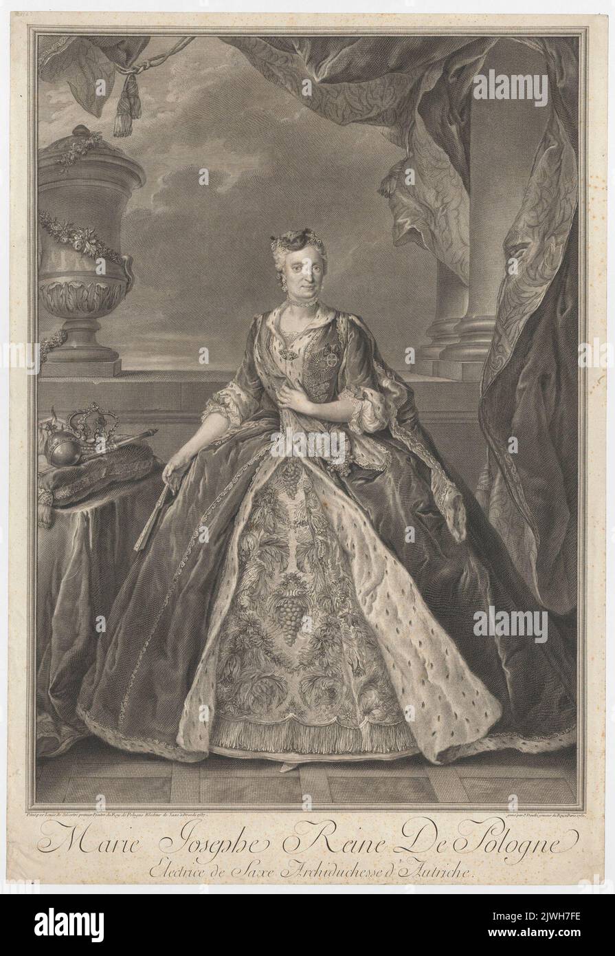 Portrait of Maria Josepha of Austria. Daullé, Jean (1703-1763), graphic ...