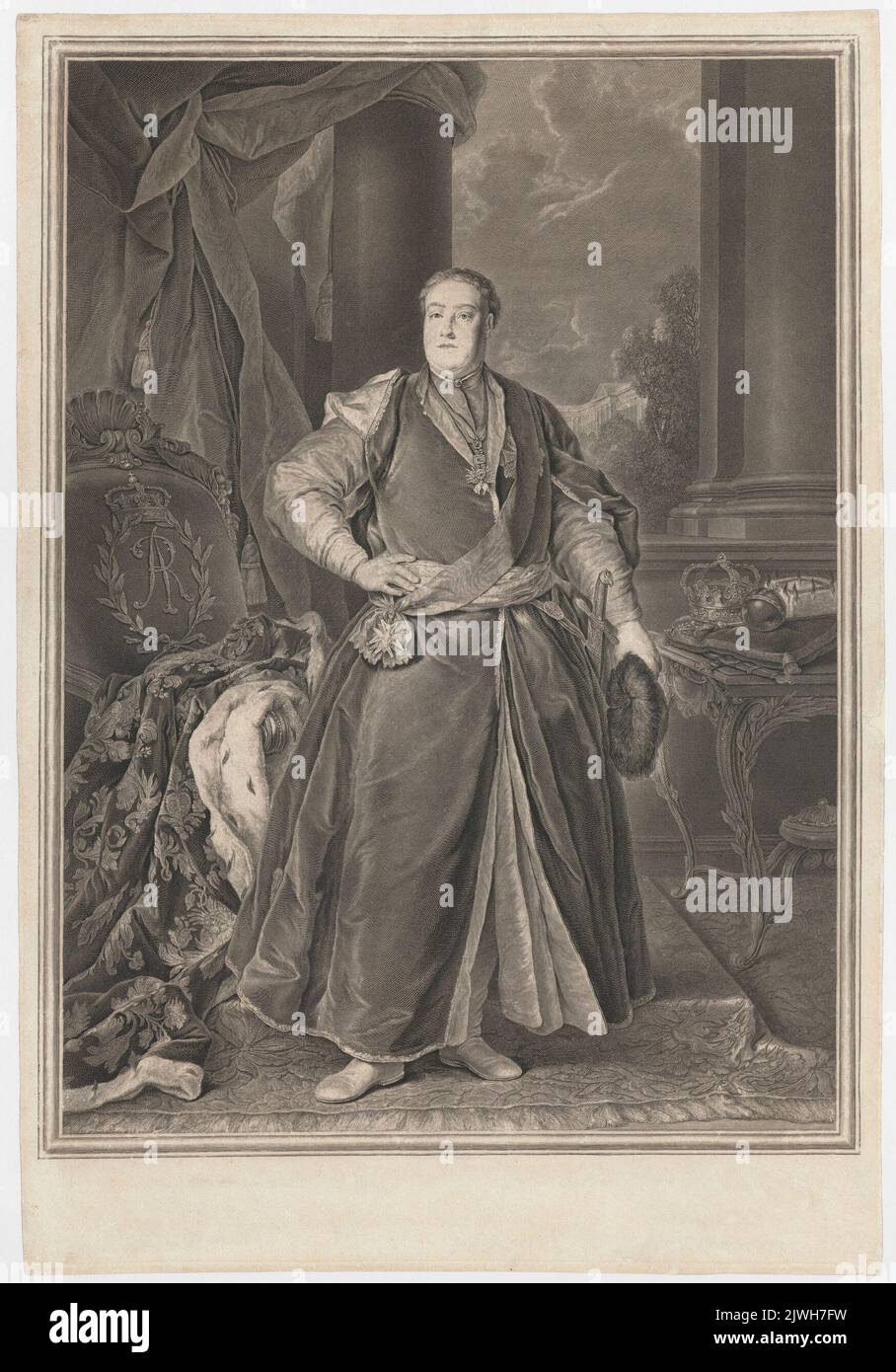 Portrait of Augustus III of Saxony in Polish costume. Daullé, Jean ...