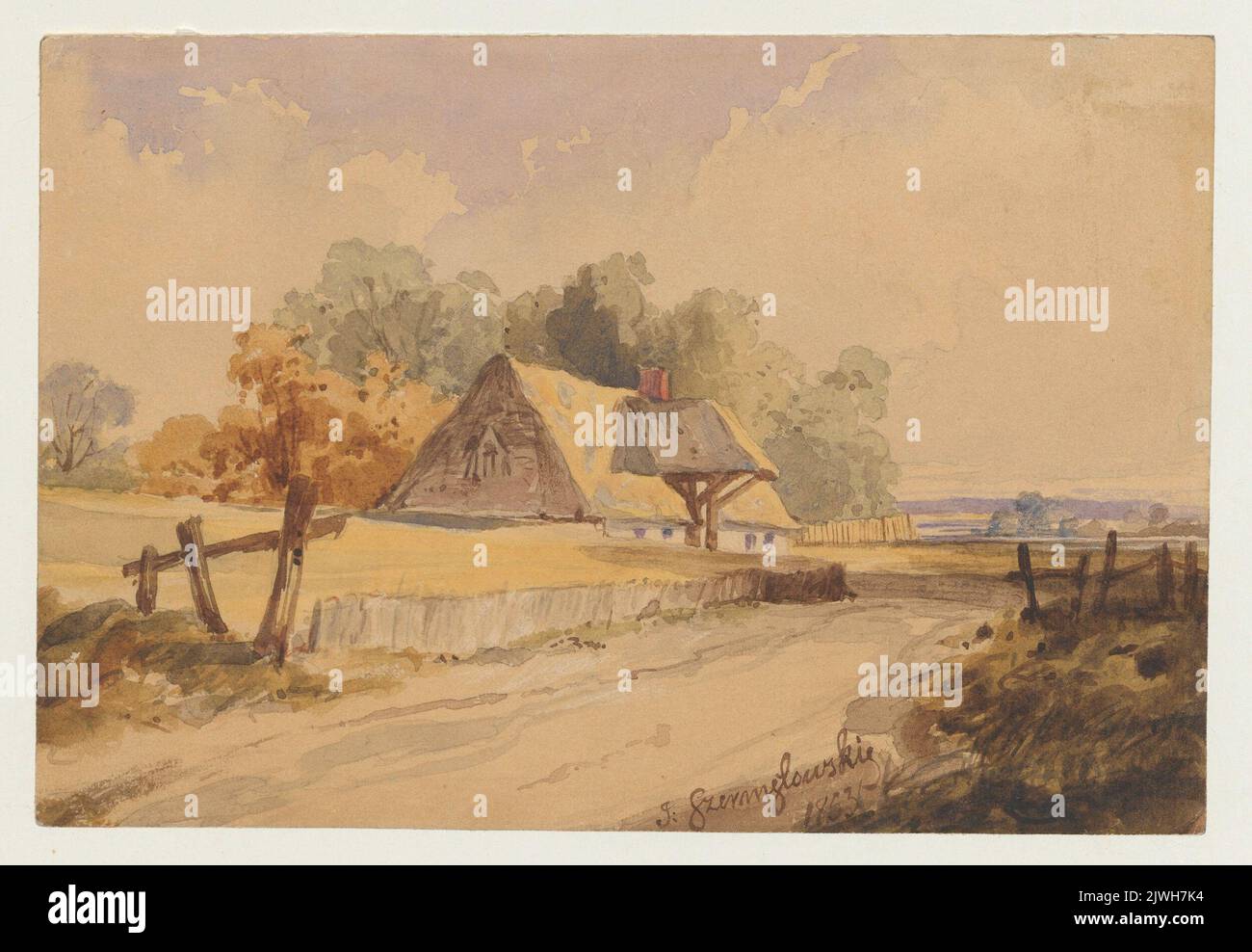 Rural landscape; verso: bottom half of the composition with figures of ...
