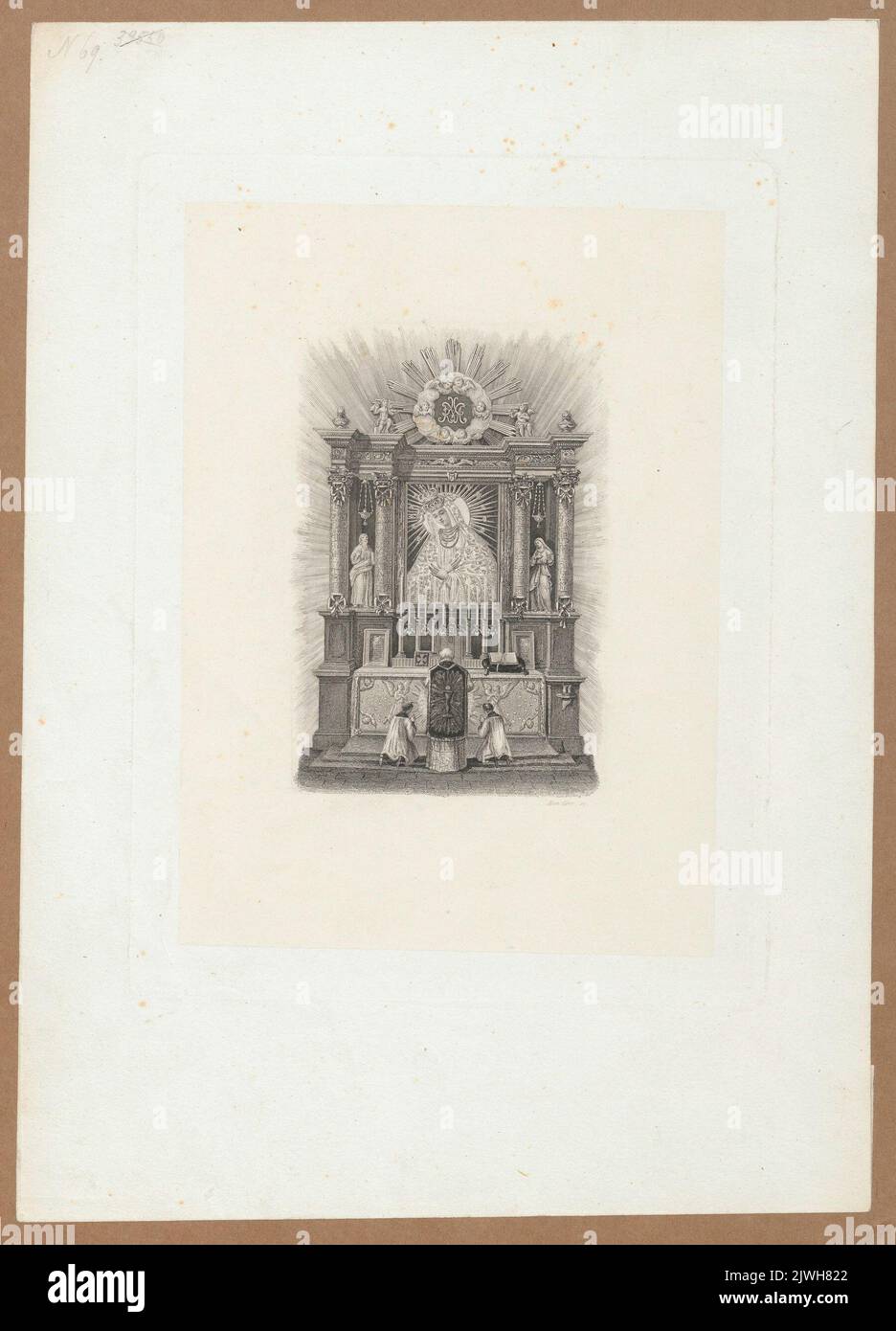 The altar of Our Lady of of the Gate of Dawn during a Holy Mass. Corr ...