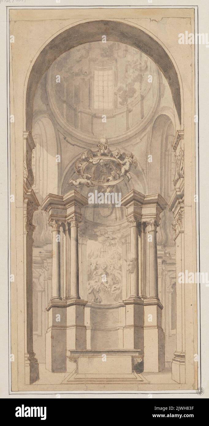 Wnętrze kościoła z obrazem ołtarzowym ze sceną Pokłonu Trzech Króli ...