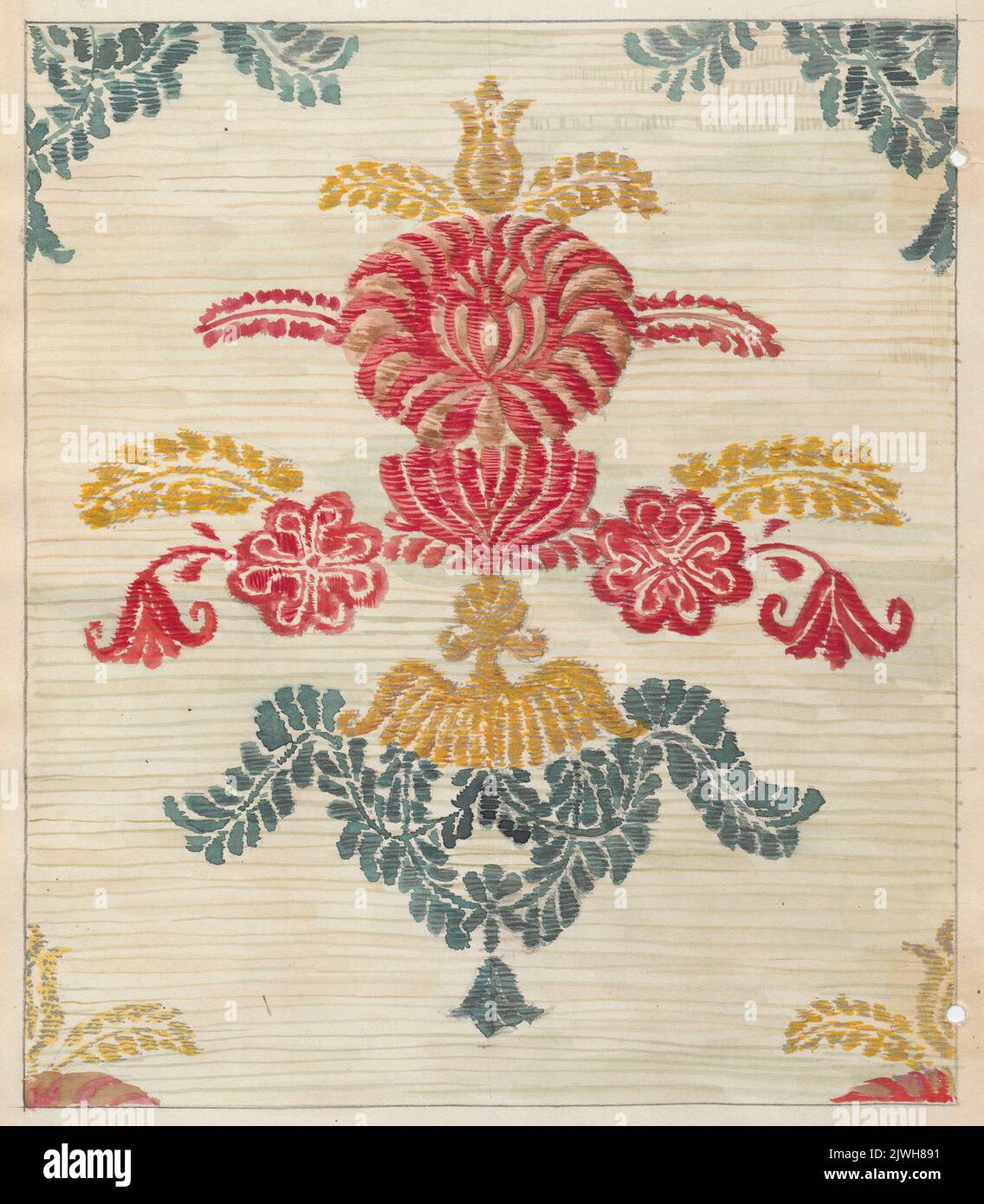 Cotton fabric, stitched with silver and gold – fragment of lady folk ...