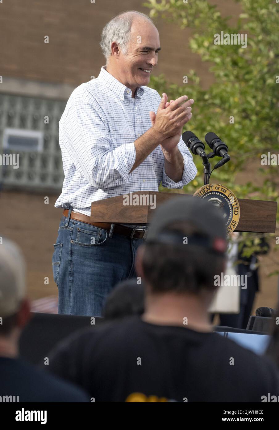 Pittsburgh, United States. 05th Sep, 2022. Senator Bob Casey addresses ...