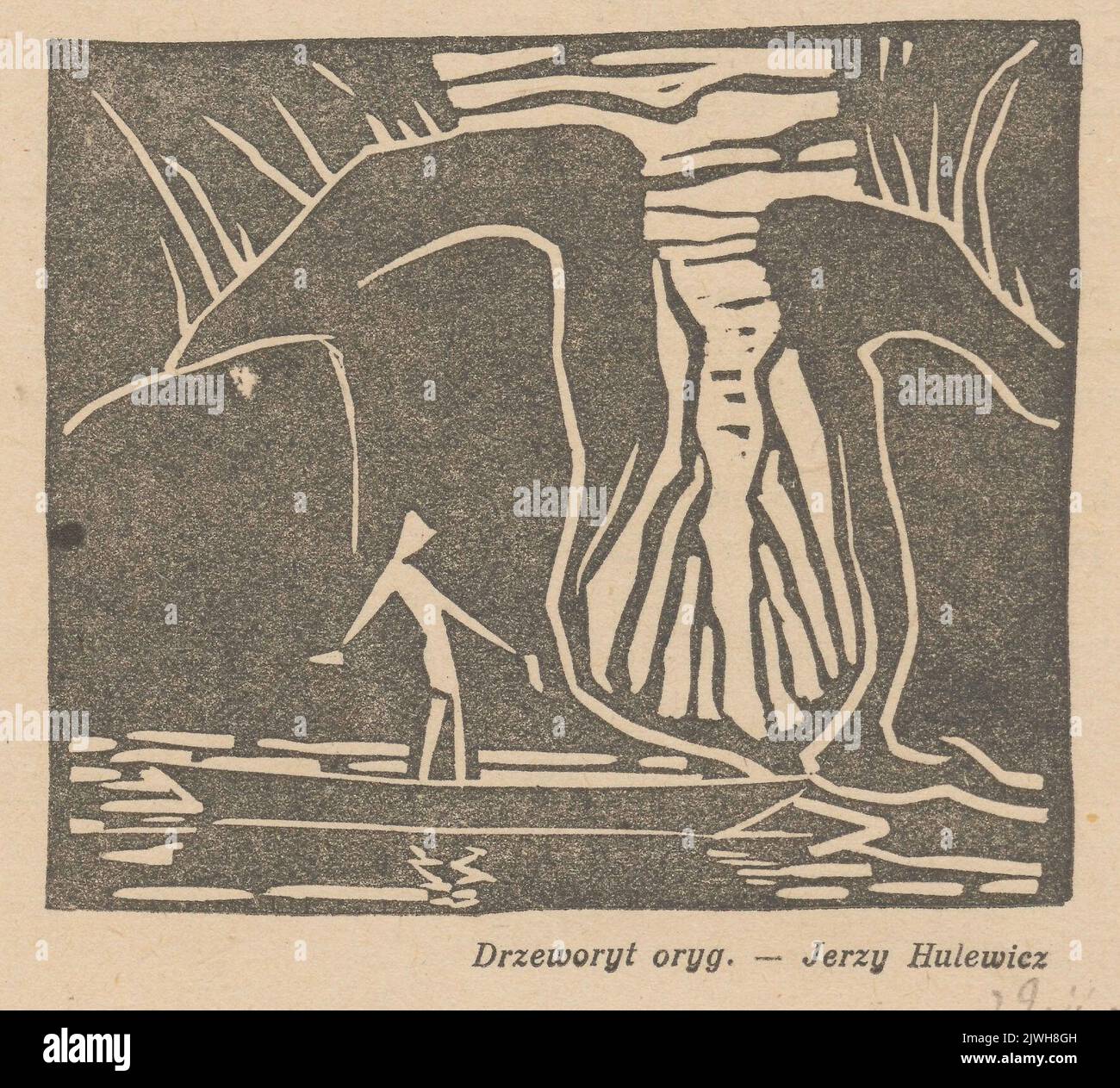 Composition with a man in a boat. Hulewicz, Jerzy (1886-1941), graphic ...