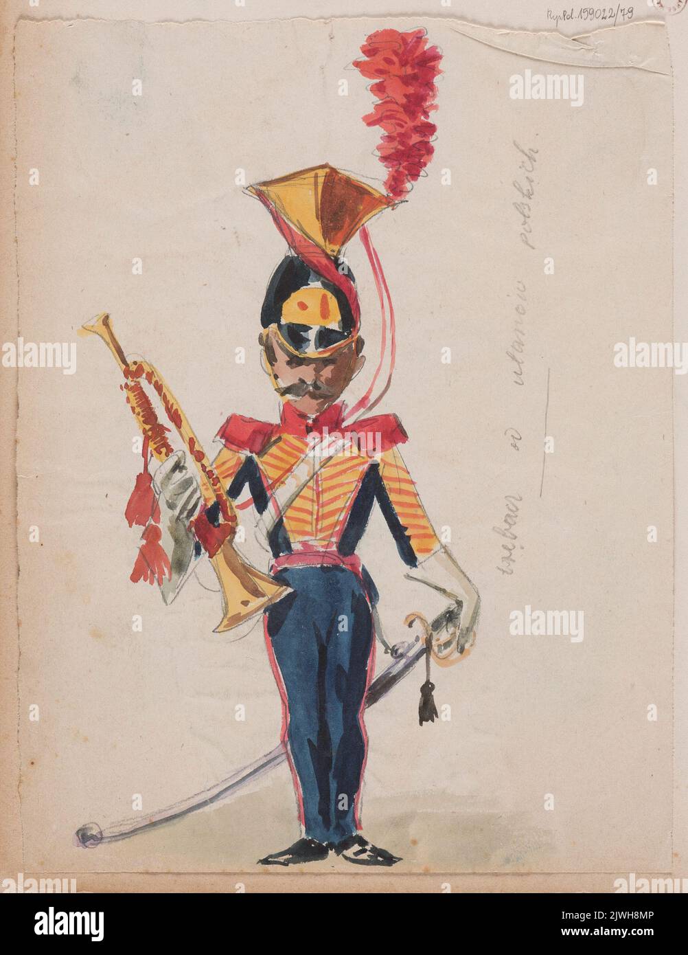 Polish Uhlan trumpeter. Witkiewicz, Stanisław (1851-1915), draughtsman ...