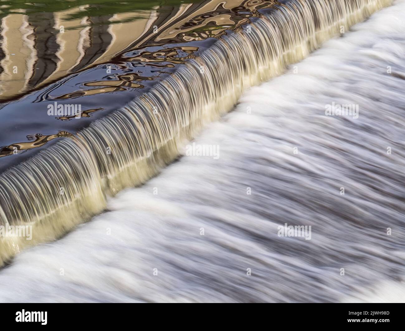 A small flat cascade in a calm river. Water background Stock Photo - Alamy